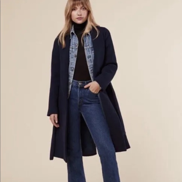 Reformation | Jackets & Coats | Reformation Womens Navy Wool Knee ...